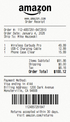 Generate Fake Amazon Receipt - Receipt Maker