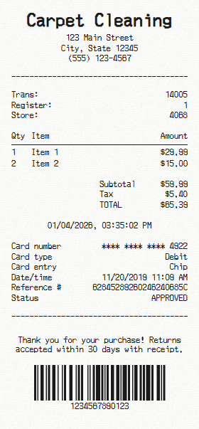 Generate Fake Carpet Cleaning Receipt - Receipt Maker
