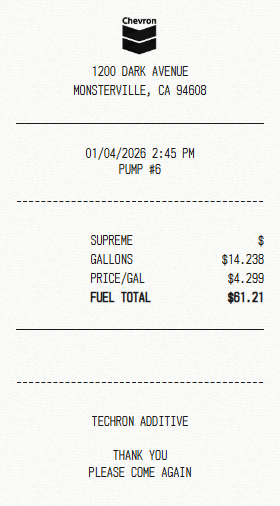 Generate Fake Chevron Receipt - Receipt Maker