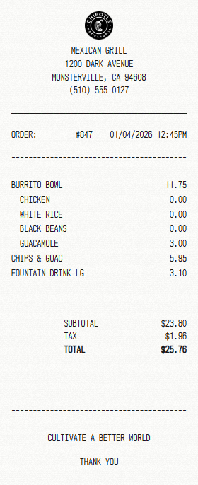 Generate Fake Chipotle Receipt - Receipt Maker