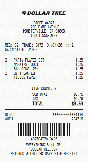 Generate Fake Dollar Tree Receipt - Receipt Maker
