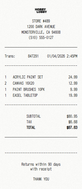 Generate Fake Hobby Lobby Receipt - Receipt Maker