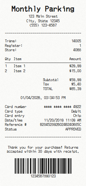 Generate Fake Monthly Parking Receipt - Receipt Maker