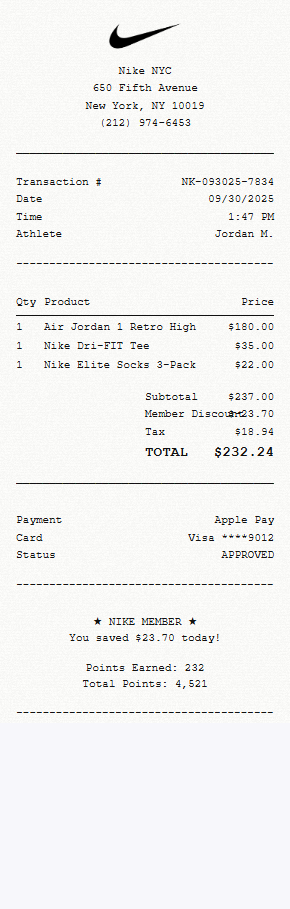 Generate Fake Nike Receipt - Receipt Maker