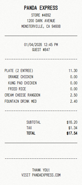 Generate Fake Panda Express Receipt - Receipt Maker