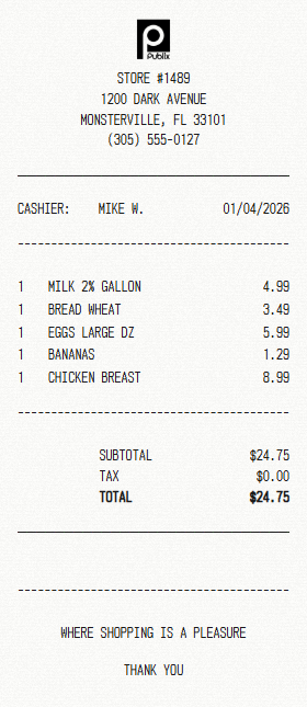 Generate Fake Publix Receipt - Receipt Maker