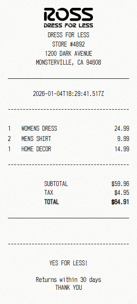 Generate Fake Ross Receipt - Receipt Maker