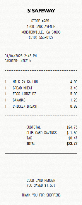 Generate Fake Safeway Receipt - Receipt Maker