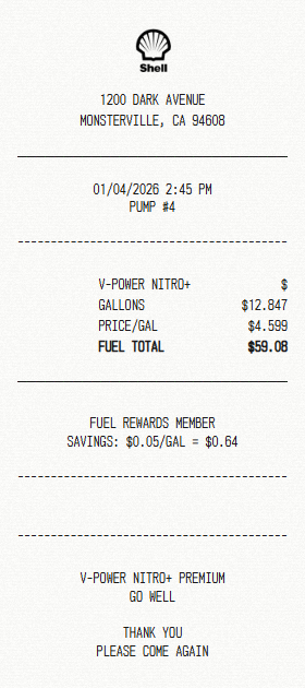 Generate Fake Shell Receipt - Receipt Maker