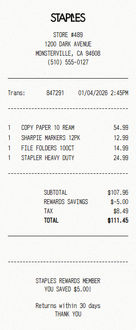 Generate Fake Staples Receipt - Receipt Maker