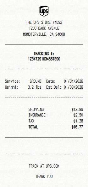 Generate Fake UPS Receipt - Receipt Maker