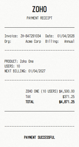 Generate Fake Zoho Receipt - Receipt Maker